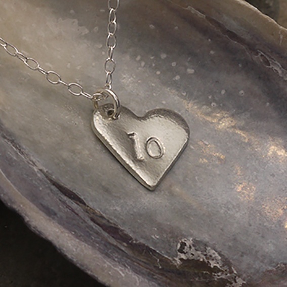Number 10 Tin Heart Necklace £32.00 - Necklaces 10 Year Anniversary Tin ...